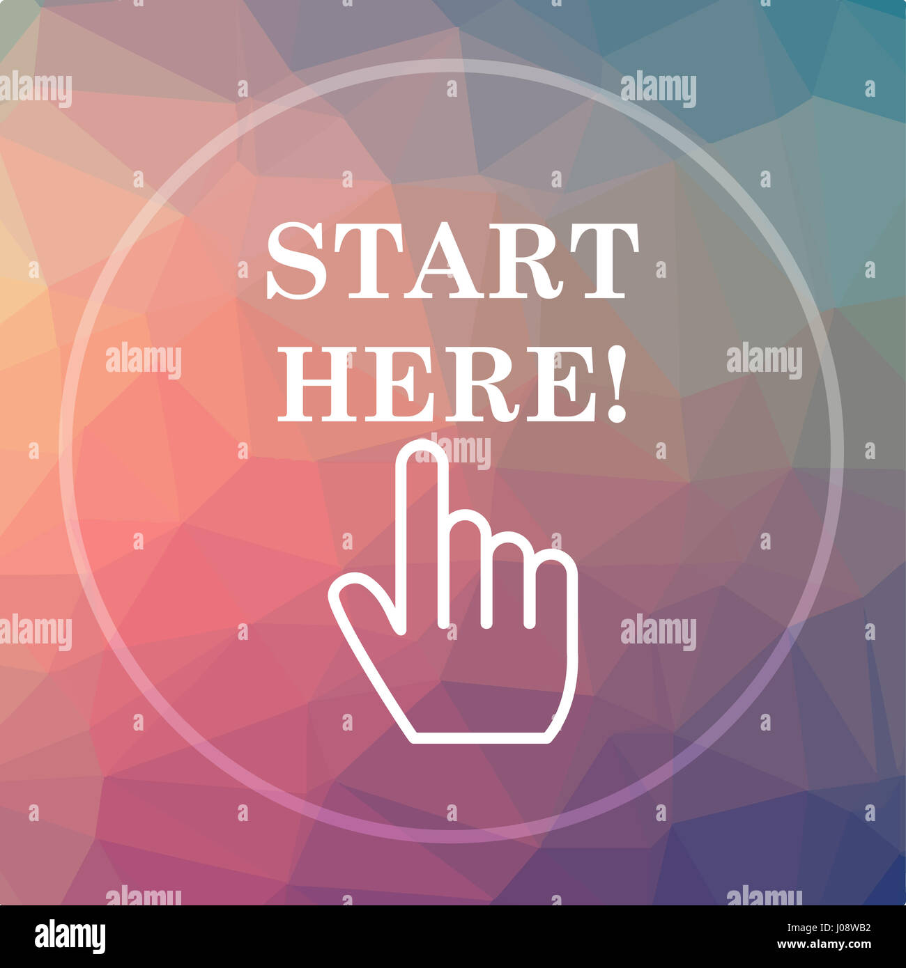 Start here icon. Start here website button on low poly background Stock ...