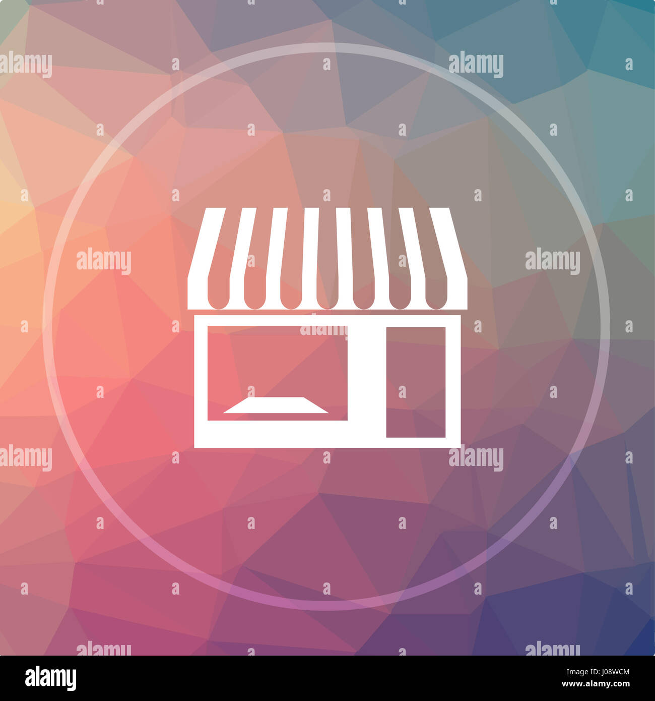 Store icon. Store website button on low poly background Stock Photo - Alamy