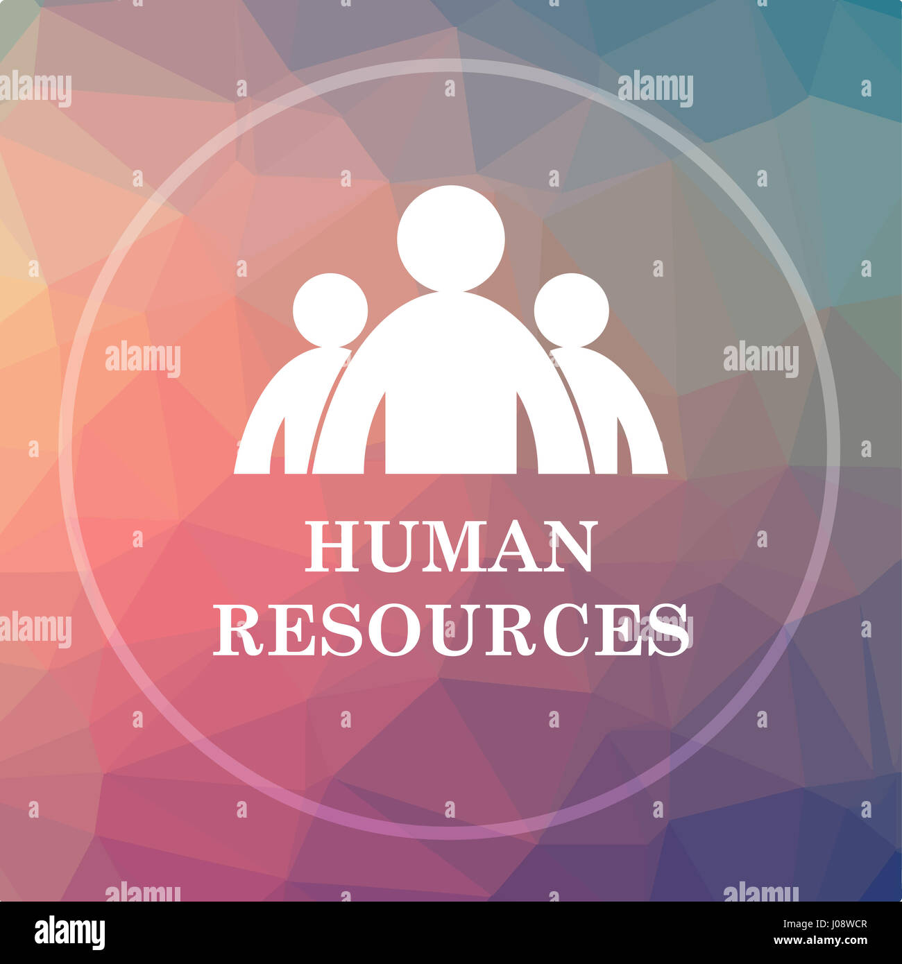 Human Resources icon. Human Resources website button on low poly ...