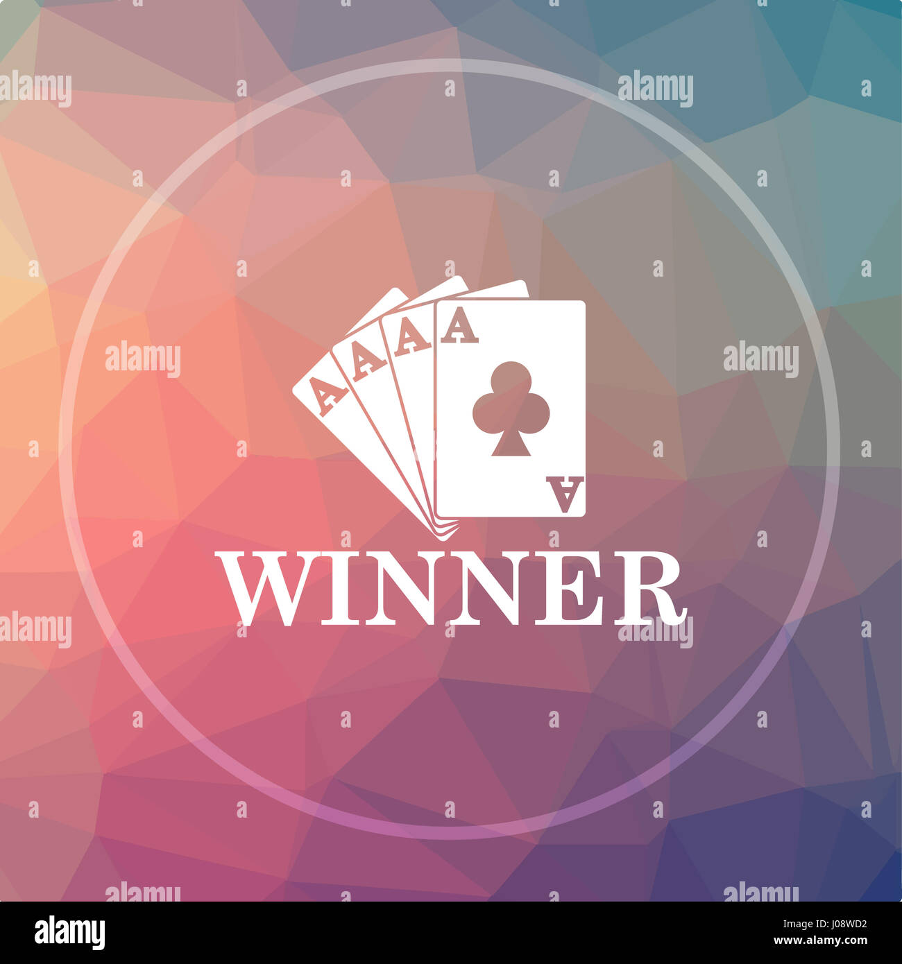 Poker winner icon. Poker winner website button on low poly background ...