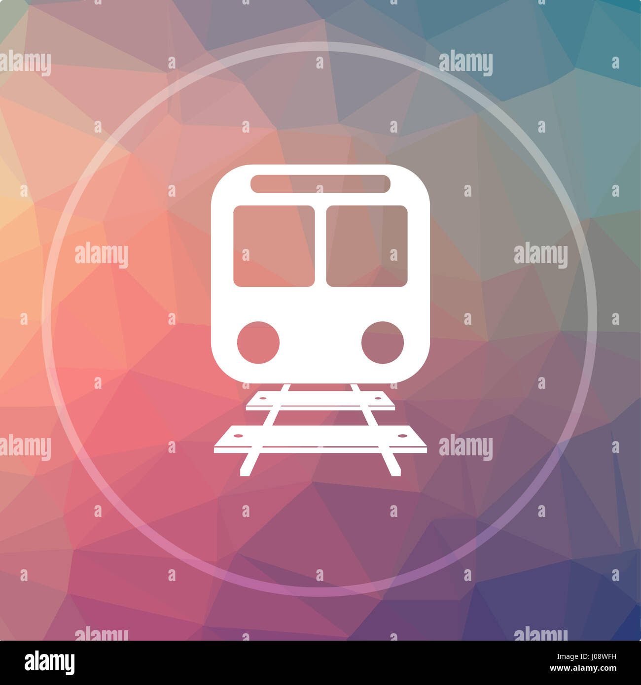 Train icon. Train website button on low poly background Stock Photo - Alamy