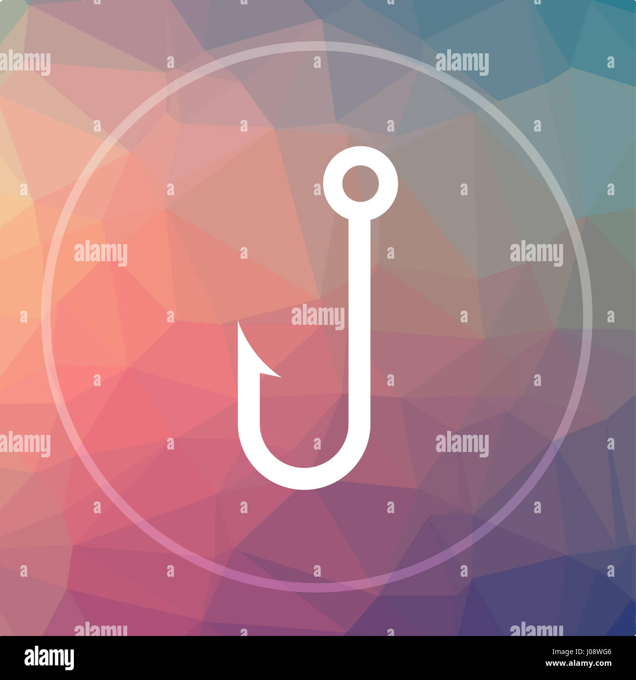 Fish hook icon. Fish hook website button on low poly background Stock ...