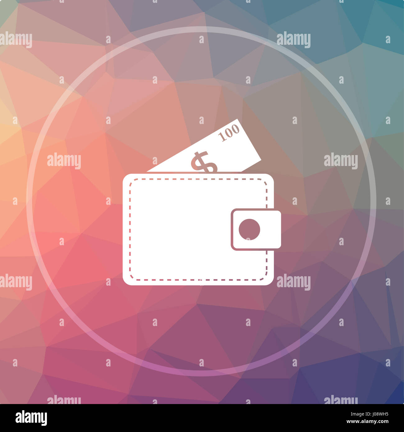 Wallet icon. Wallet website button on low poly background Stock Photo ...