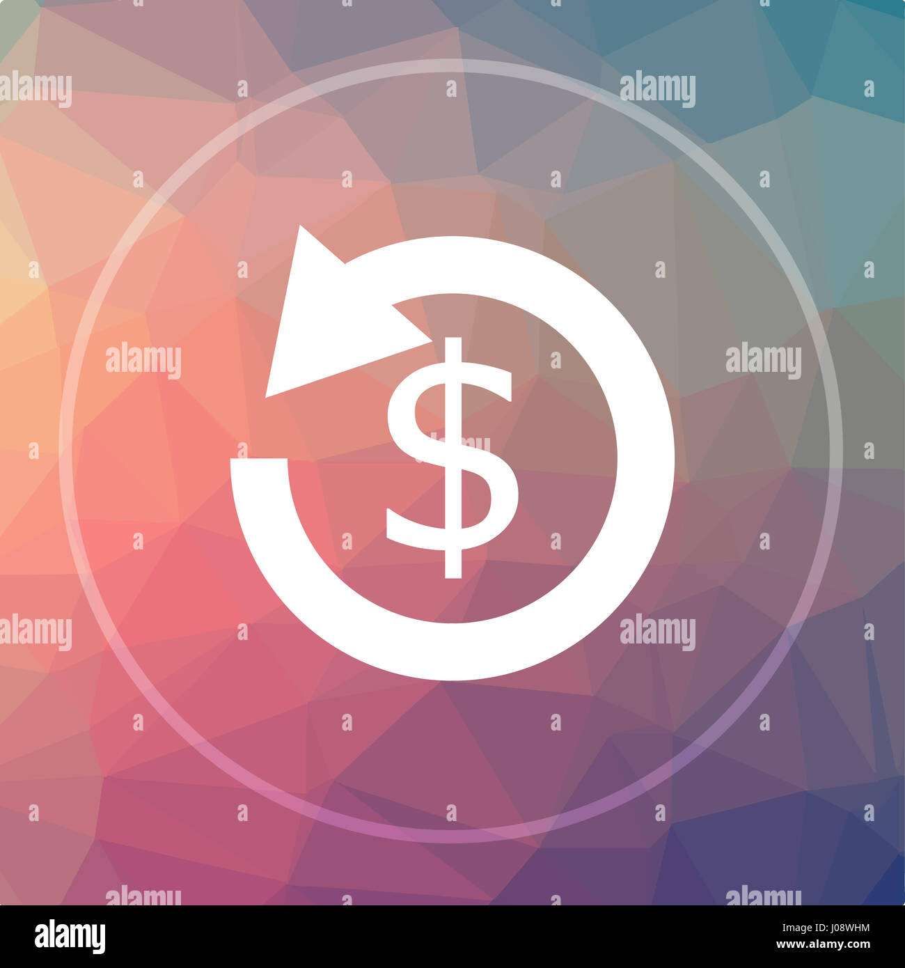 Refund. icon. Refund. website button on low poly background Stock Photo ...