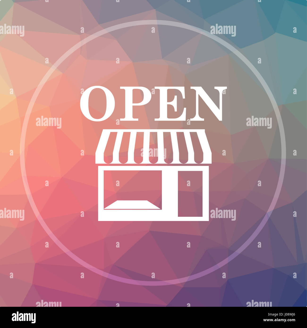 Open store icon. Open store website button on low poly background Stock ...