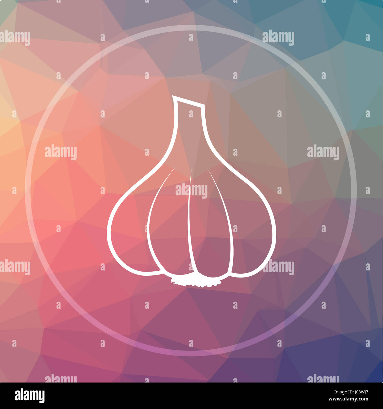 Garlic icon. Garlic website button on low poly background Stock Photo ...