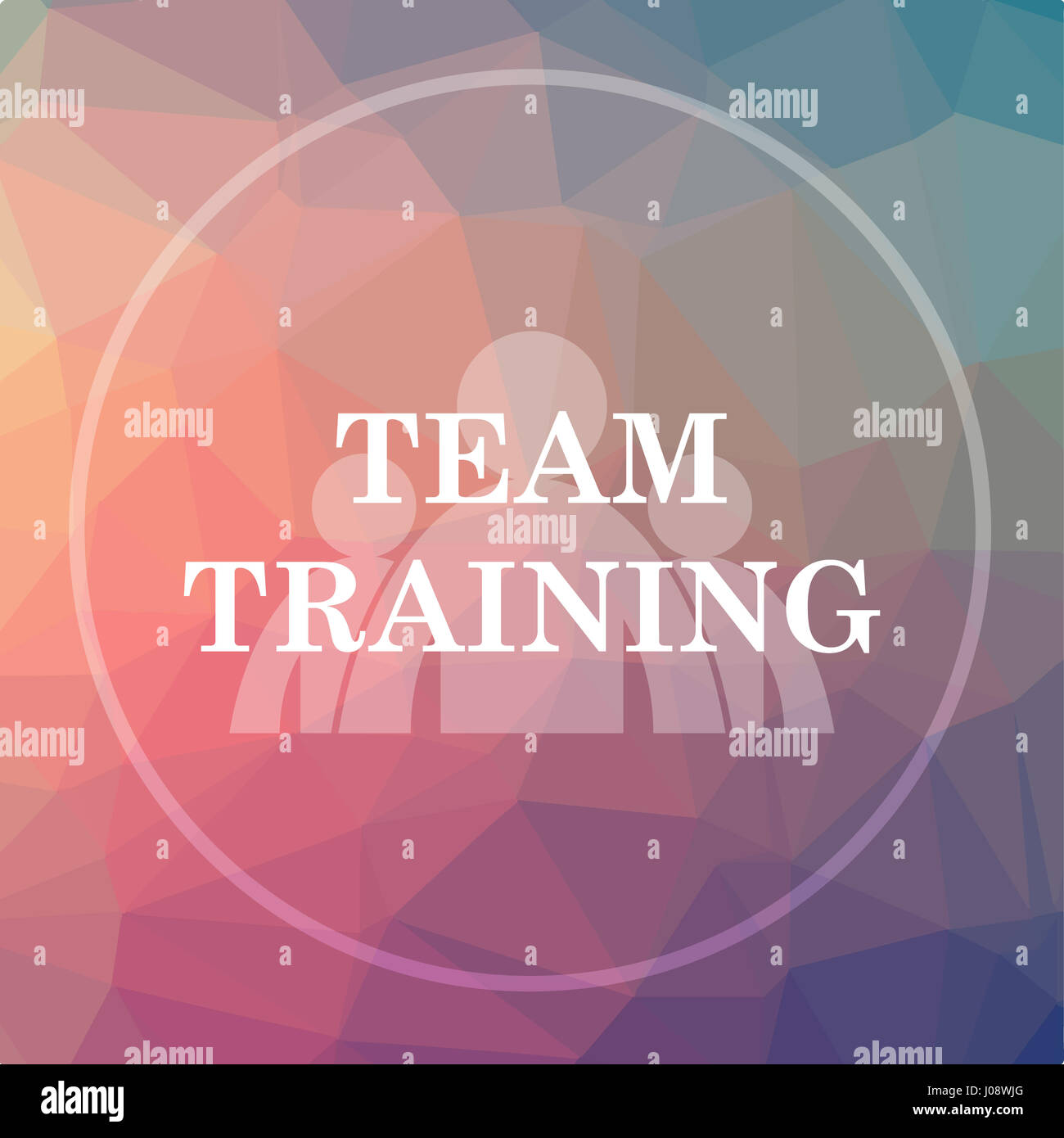 Team training icon. Team training website button on low poly background ...