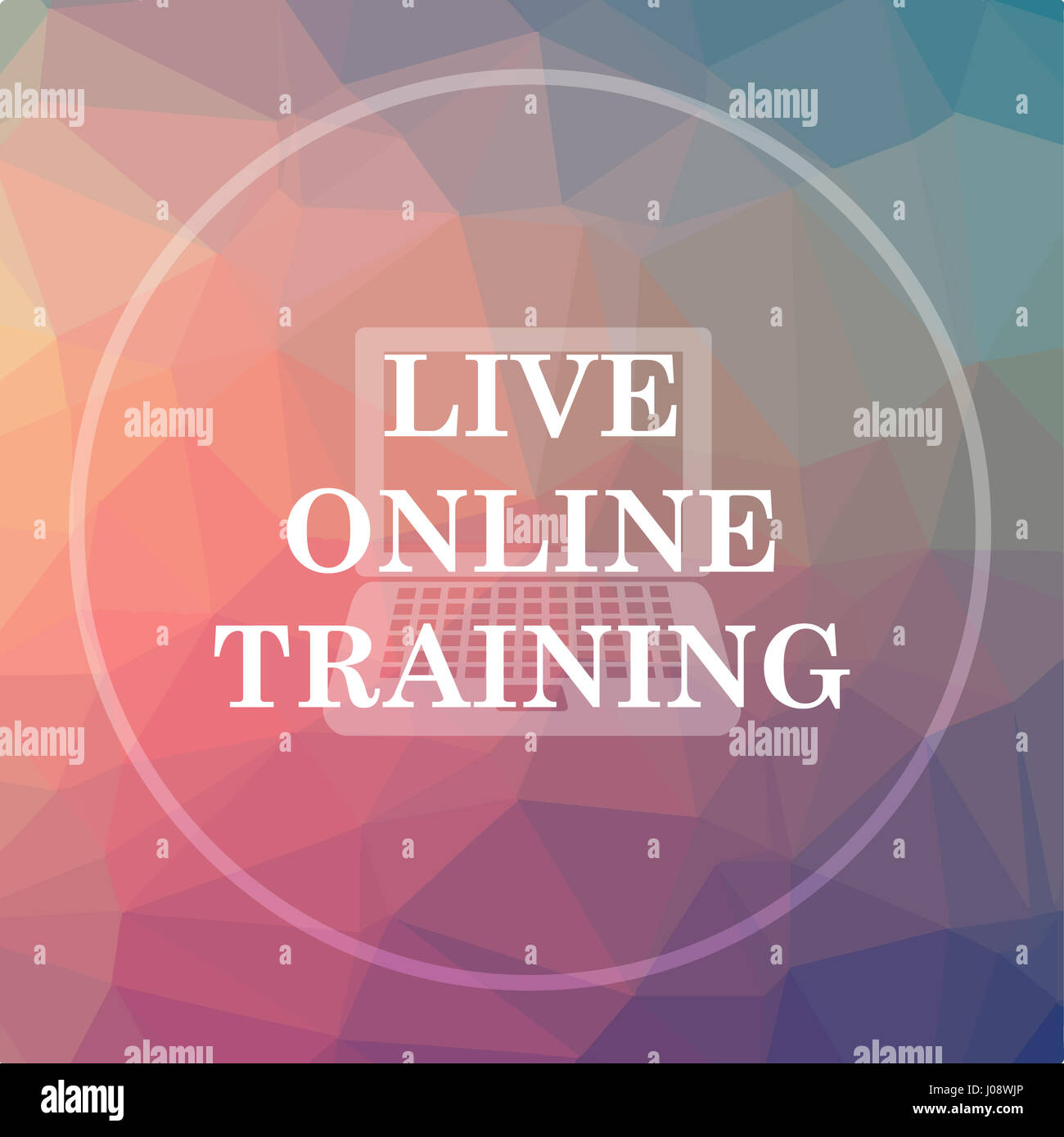 Live online training icon. Live online training website button on low ...
