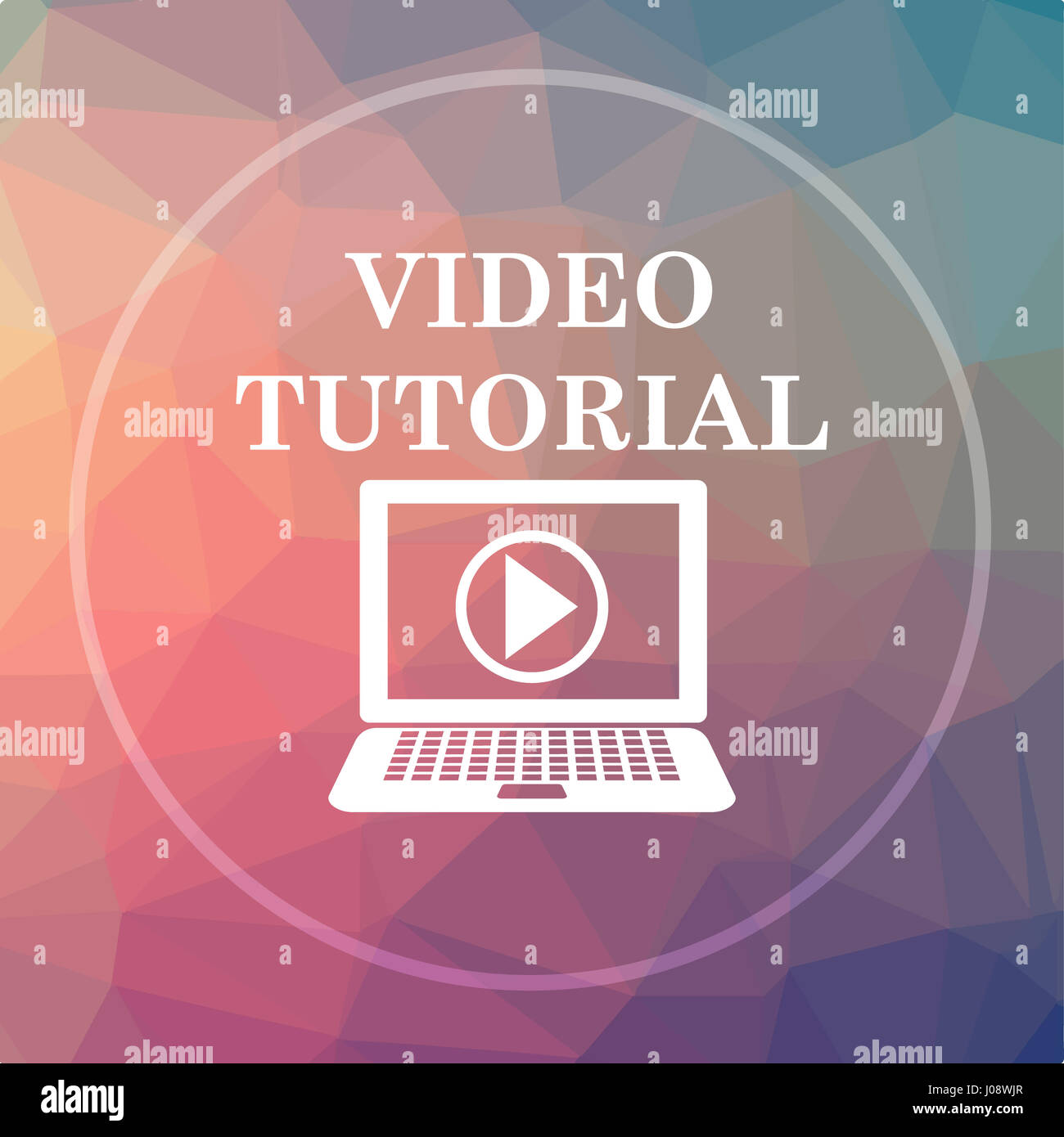 Video tutorial icon. Video tutorial website button on low poly ...
