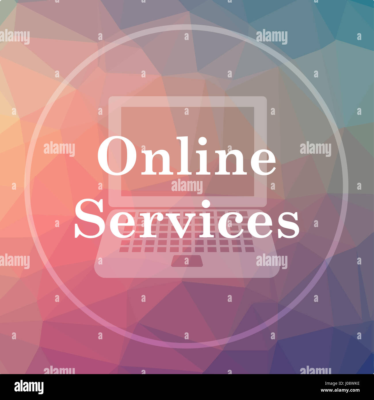 Online services icon. Online services website button on low poly ...