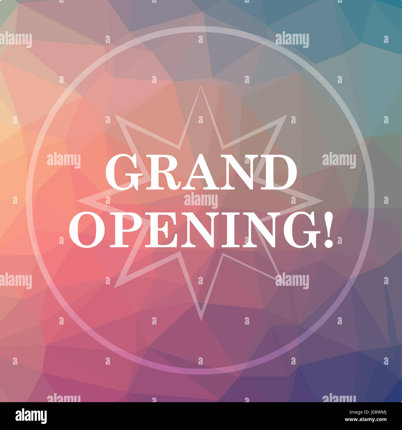 Grand opening icon. Grand opening website button on low poly background ...