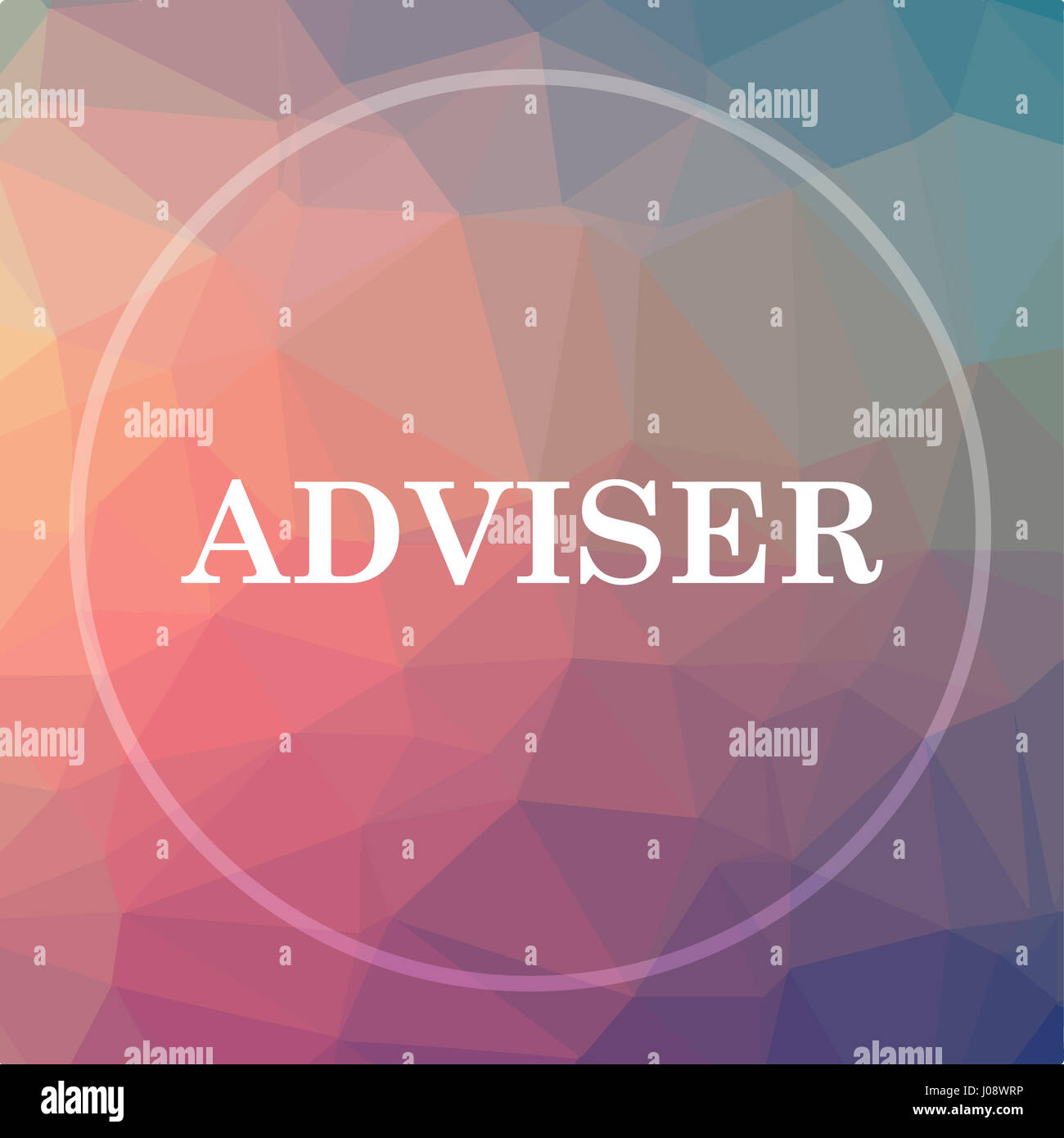 Adviser icon. Adviser website button on low poly background Stock Photo ...