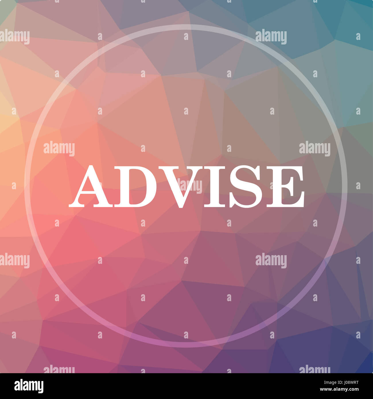 Advise icon. Advise website button on low poly background Stock Photo ...