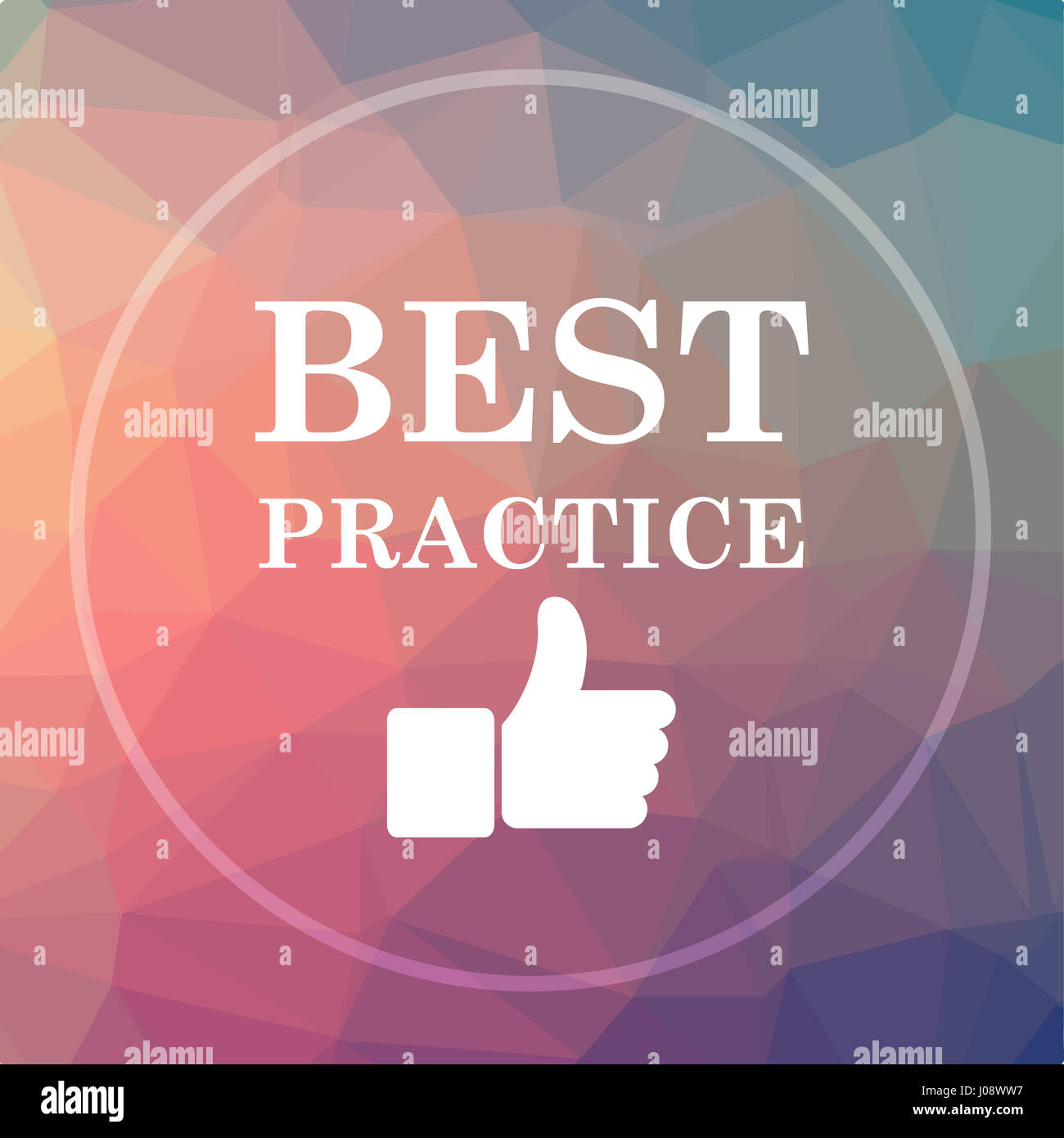 Best practice icon. Best practice website button on low poly background ...
