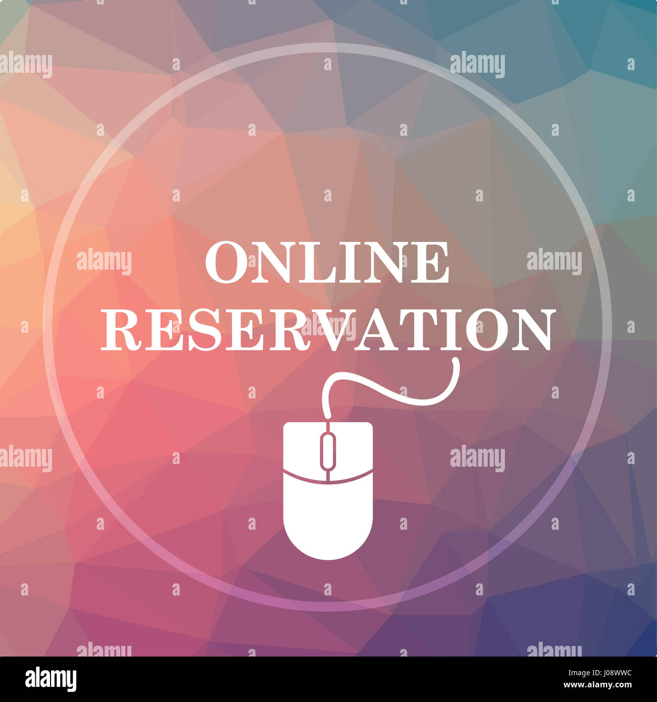 Online reservation icon. Online reservation website button on low poly ...
