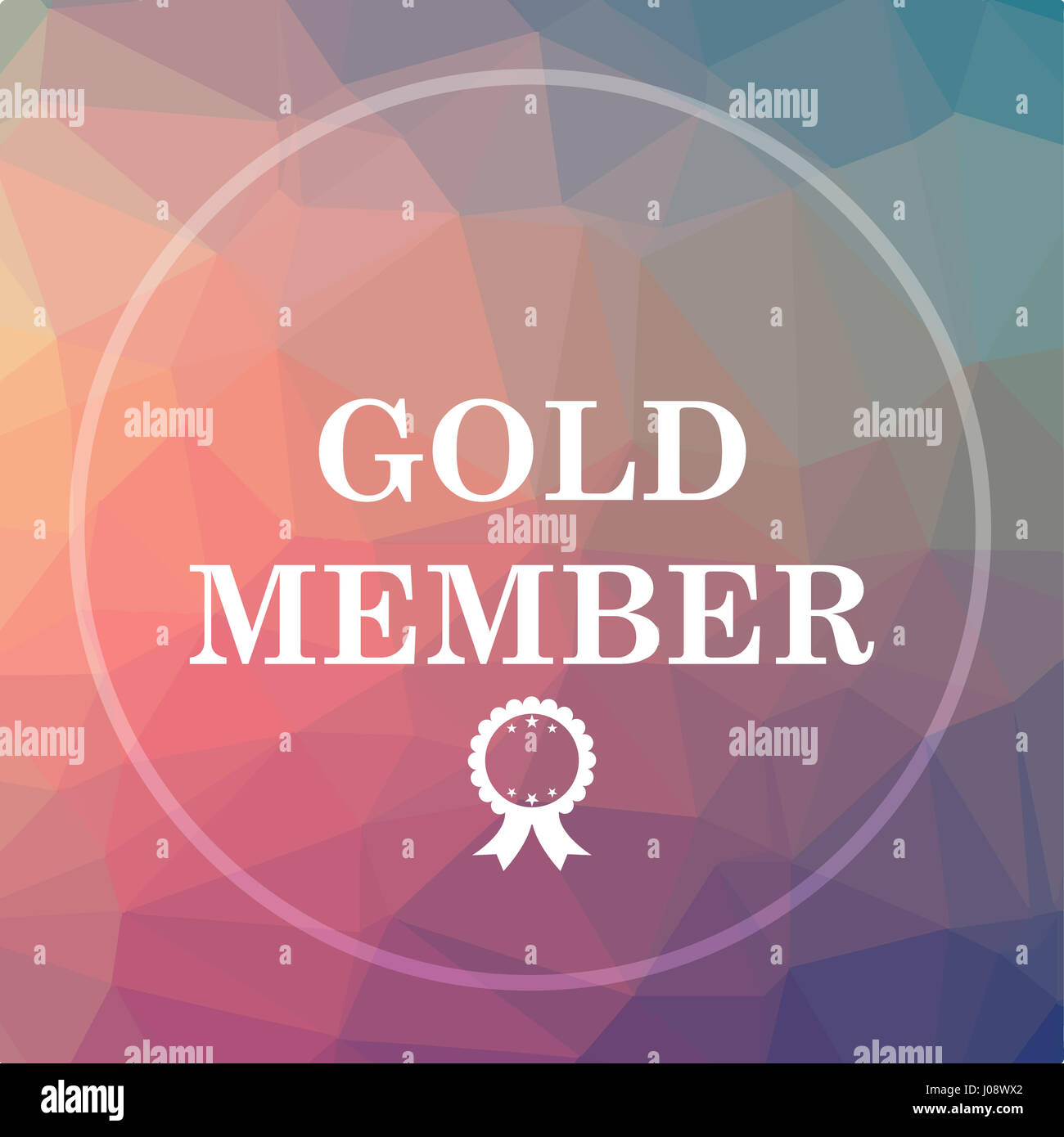 Gold member icon. Gold member website button on low poly background ...