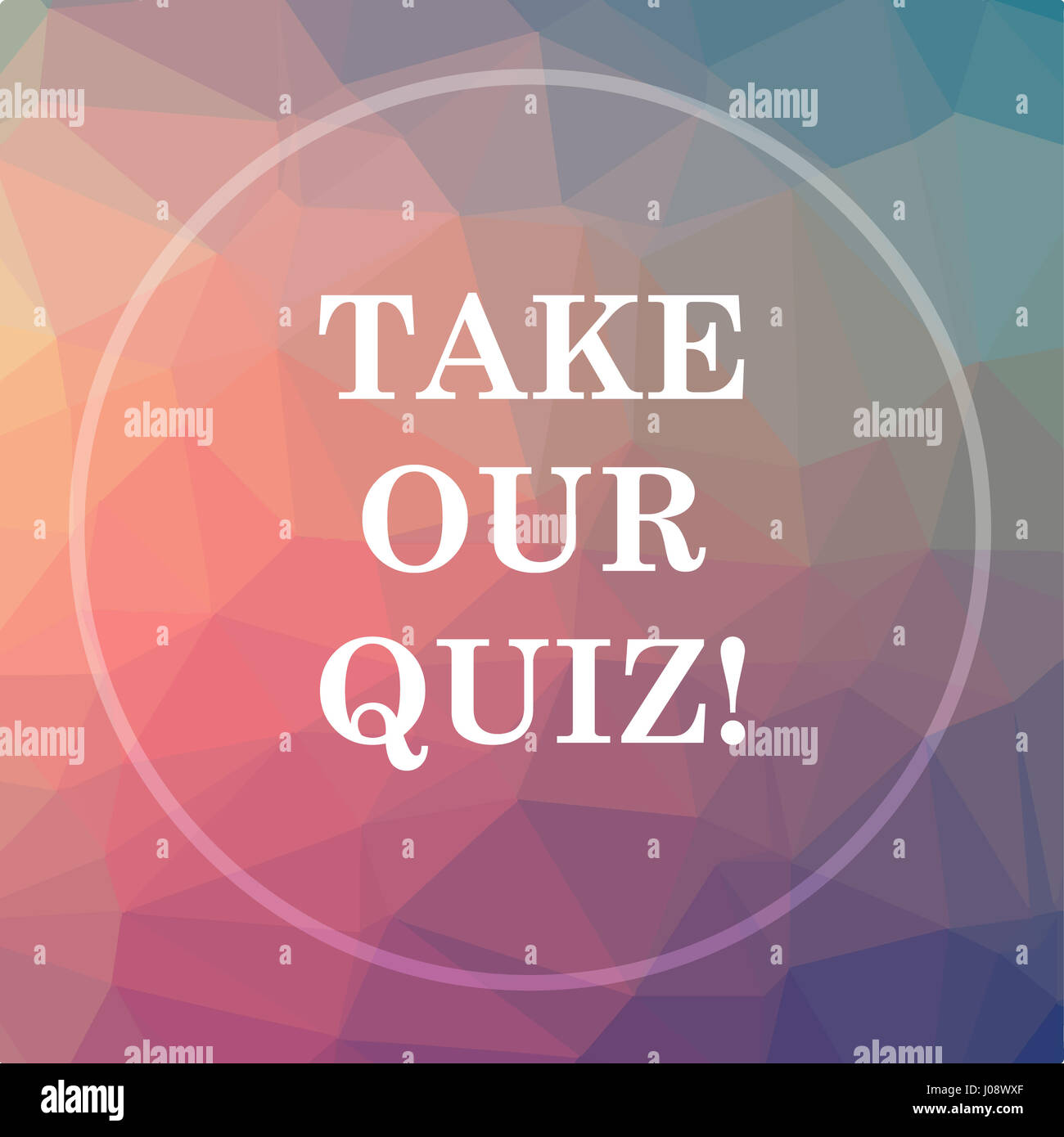 Take our quiz icon. Take our quiz website button on low poly background ...