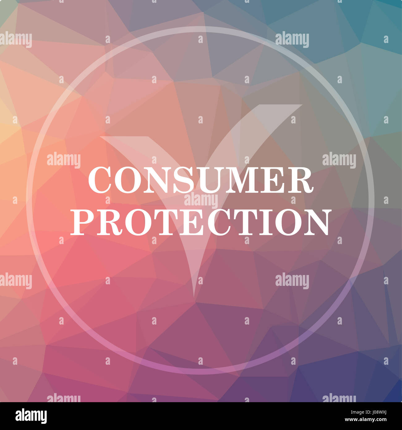 Consumer protection icon. Consumer protection website button on low ...