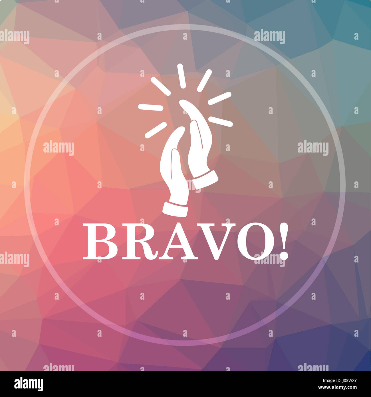 Bravo icon. Bravo website button on low poly background Stock Photo - Alamy