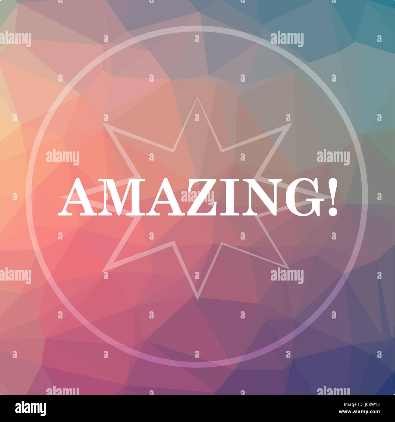 Amazing icon. Amazing website button on low poly background Stock Photo ...