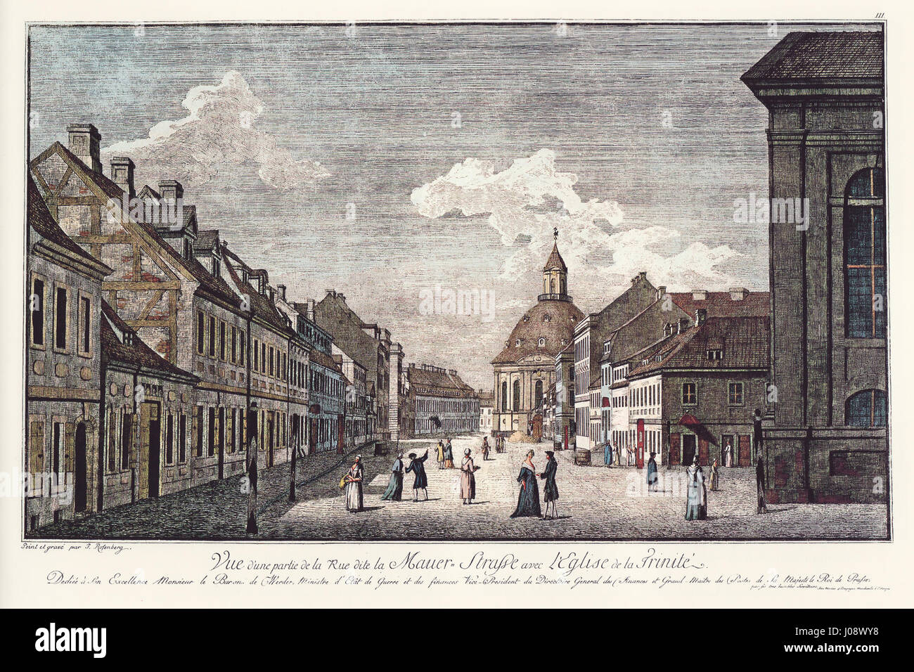 The 'Rosenberg Mauerstrage 1780' is a historical depiction of a street ...