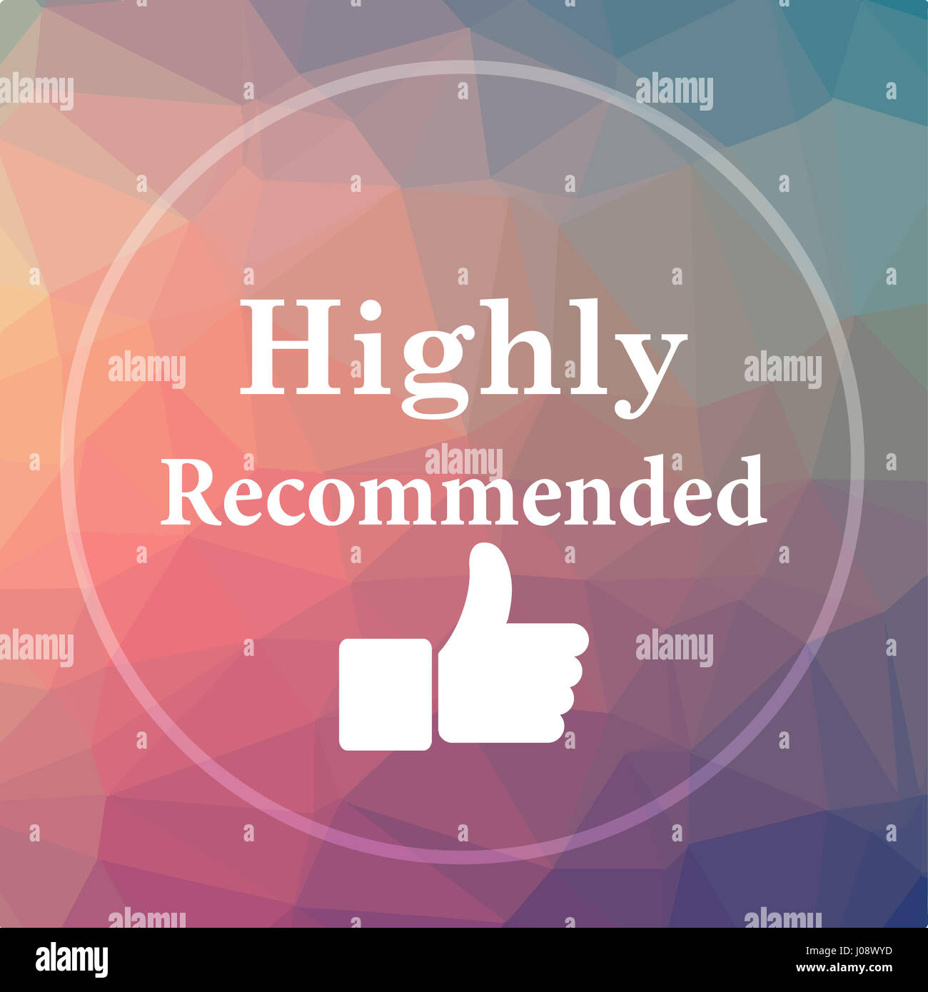 Highly recommended icon. Highly recommended website button on low poly ...