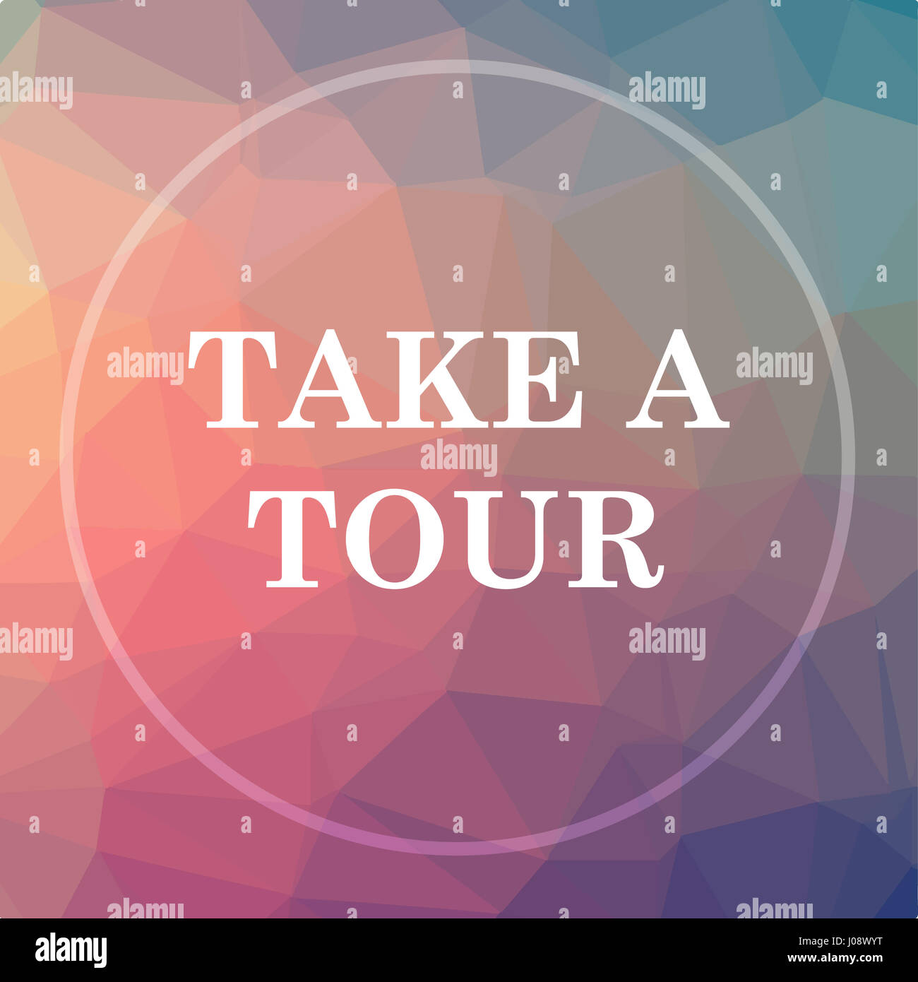 Take a tour icon. Take a tour website button on low poly background ...