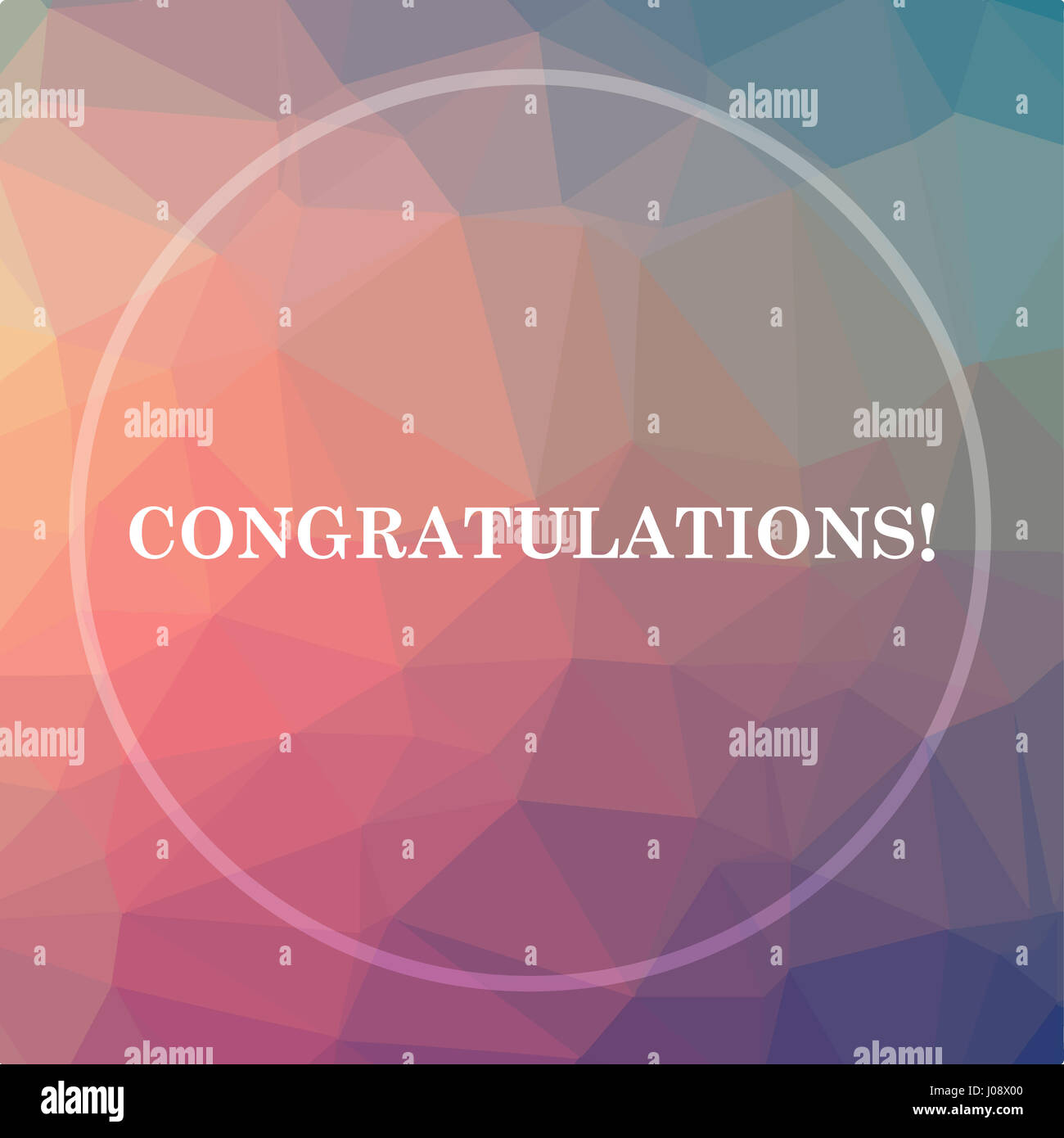 Congratulations icon. Congratulations website button on low poly ...