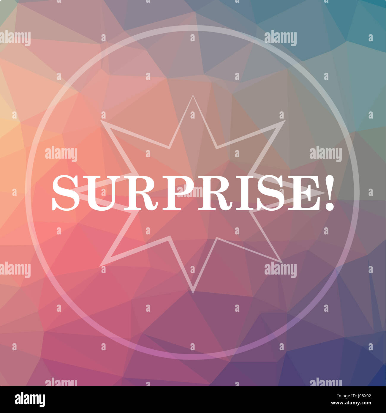 Surprise icon. Surprise website button on low poly background Stock ...