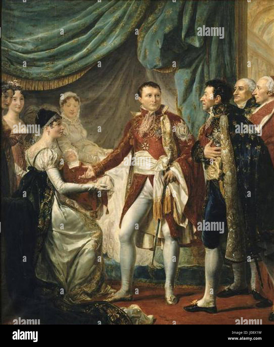 This historical painting by Rouget depicts Napoleon I presenting the ...