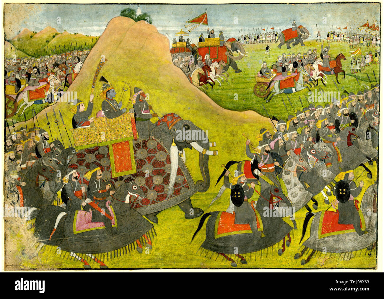 This traditional artwork depicts the hero Rama from the Indian epic ...