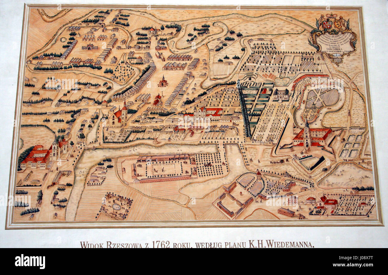 The map of Rzeszów from 1762 provides a historical depiction of the ...