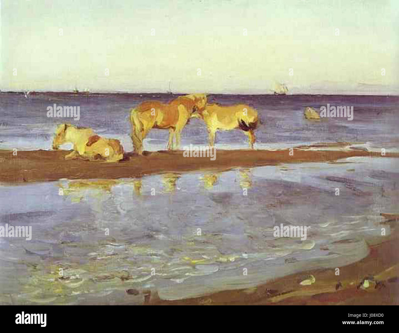‘Horses on a Shore’ by Russian artist Valentin Serov portrays a ...