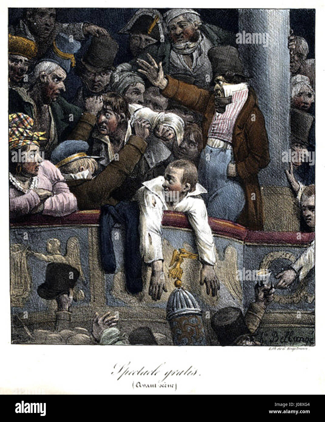 'Spectacle gratis (Avant-scène)' depicts a theatrical scene in front of ...