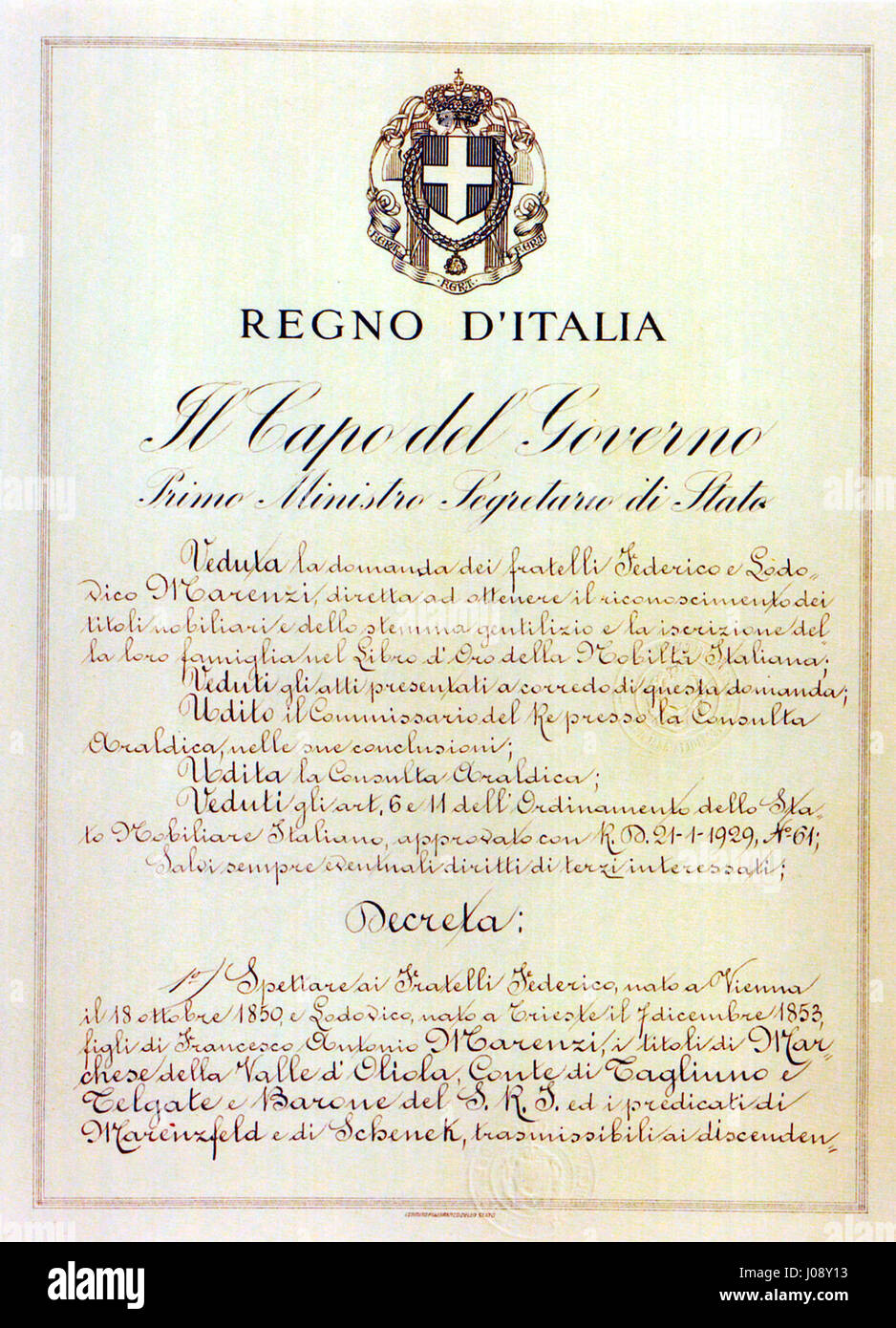 The 'Dekret des Königreichs Italien 1932' is a decree issued by the ...