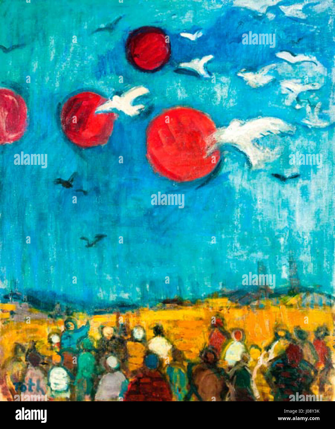 This painting by Tóth depicts a collection of birds, highlighting the ...