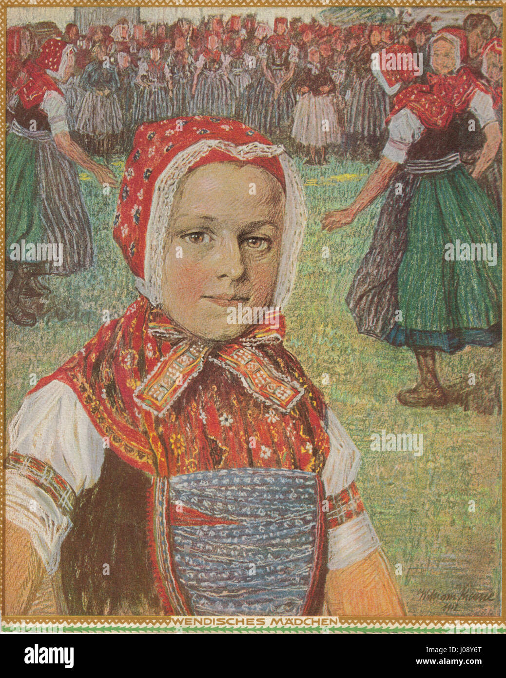 This painting by William Krause, titled 'Wendisches Mädchen,' depicts a ...