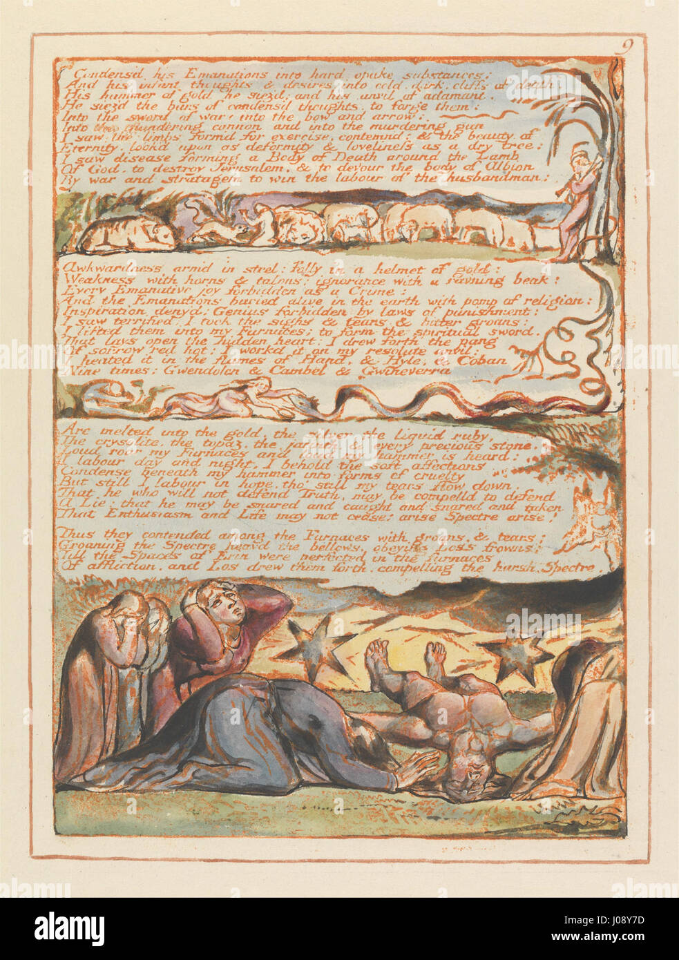 William Blake's 'Jerusalem,' Plate 9, features his visionary poetry and ...