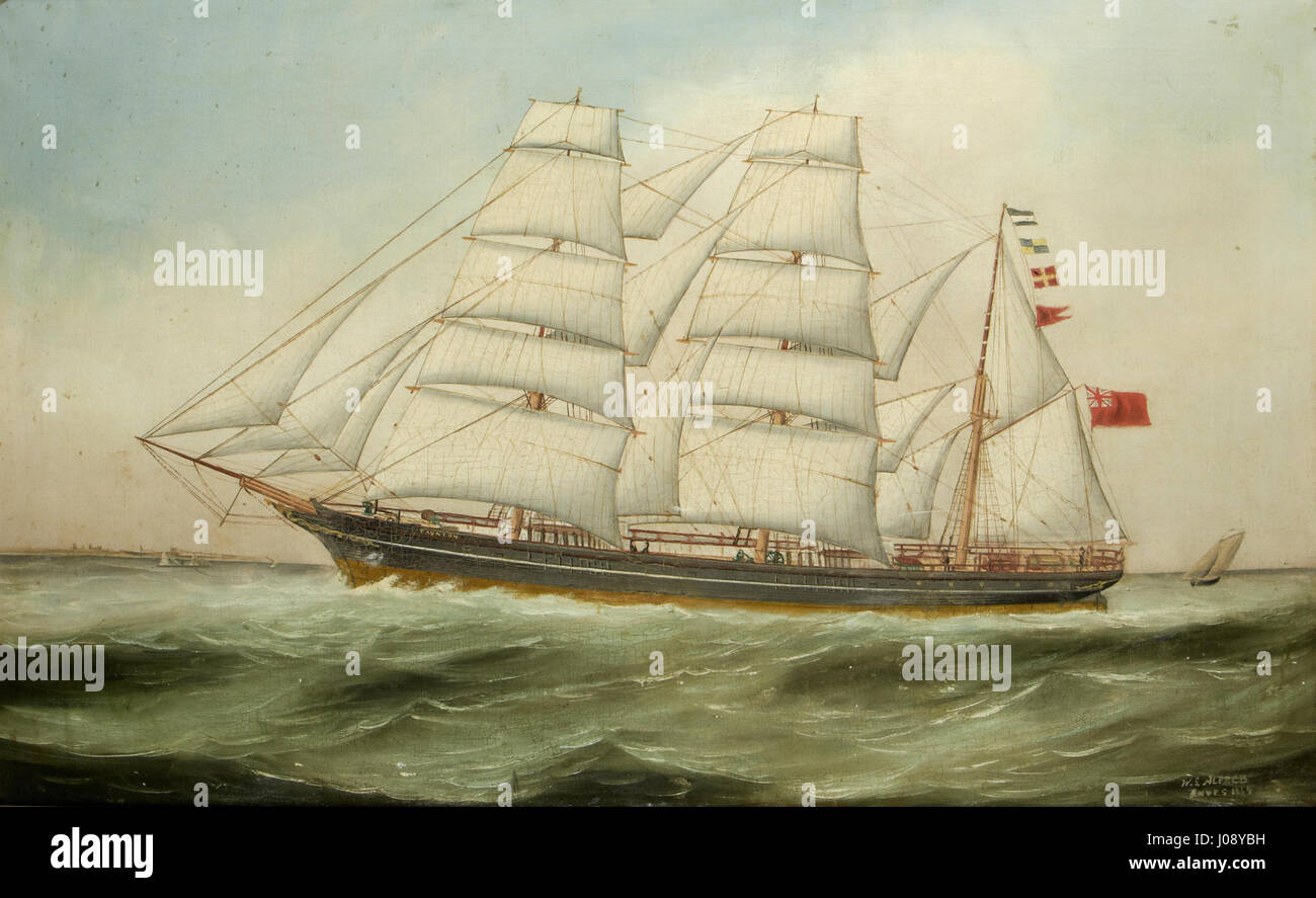 ‘The composite tea clipper ‘Taunton’ by W.S. Alfred shows the sleek ...