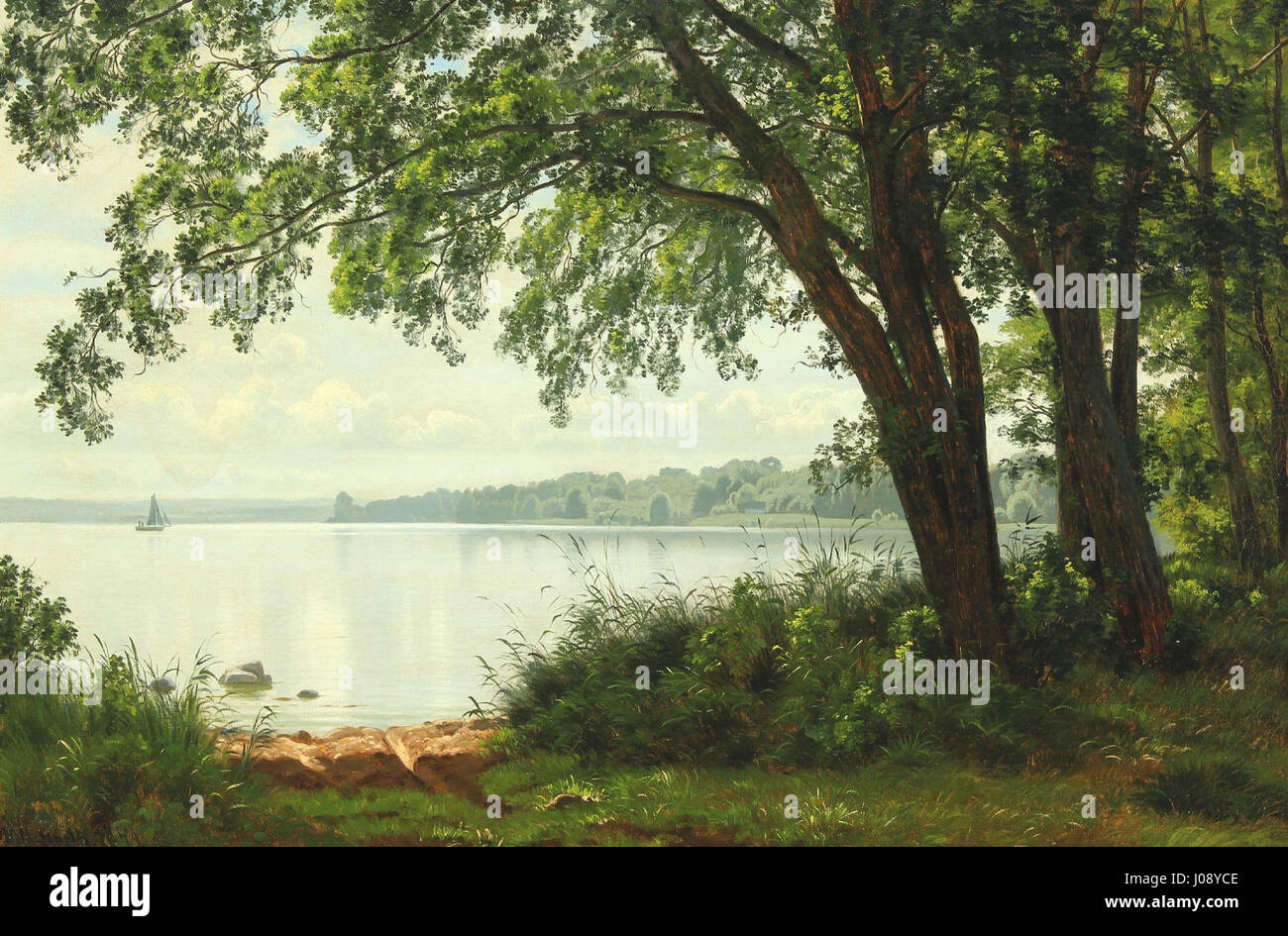 'Stille dag ved den norlige del af Esrum Sø' by Vilhelm Groth depicts a ...