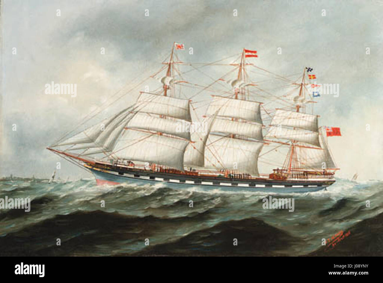 This artwork by W.S. Alfred depicts the clipper ship 'Earl of Zetland ...