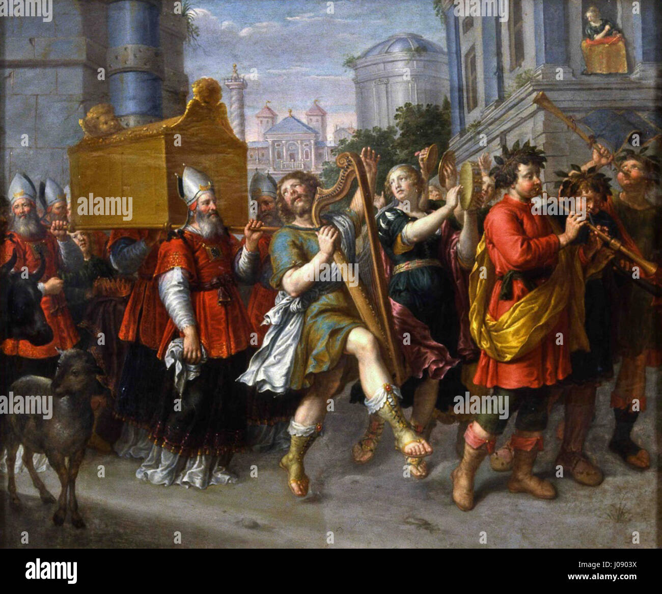 This painting depicts the biblical scene of King David transporting the ...