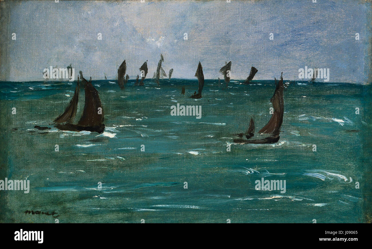 'Bateaux' by Édouard Manet depicts boats on water, with a focus on the ...