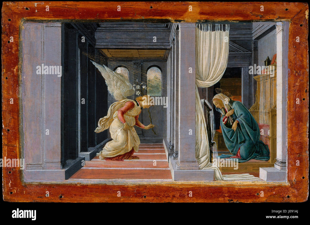 This painting titled 'The Annunciation' (Florence) depicts the biblical ...