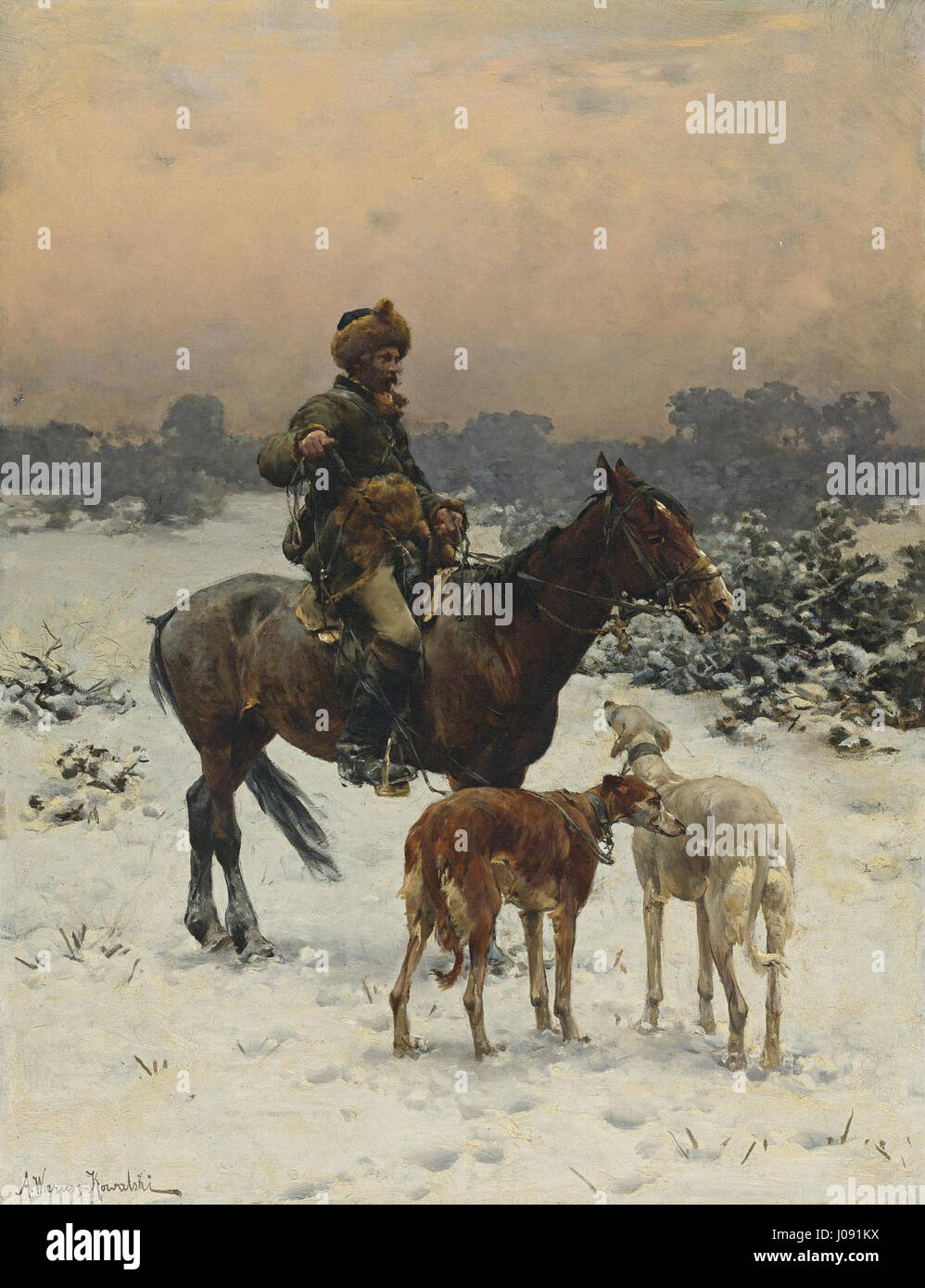 Alfred Wierusz-Kowalski’s 'Wietrzny dzień' (Windy Day) portrays a ...