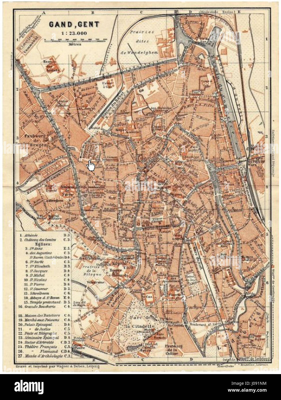 This antique map from 1910 shows the detailed layout of Ghent (Gent) in ...