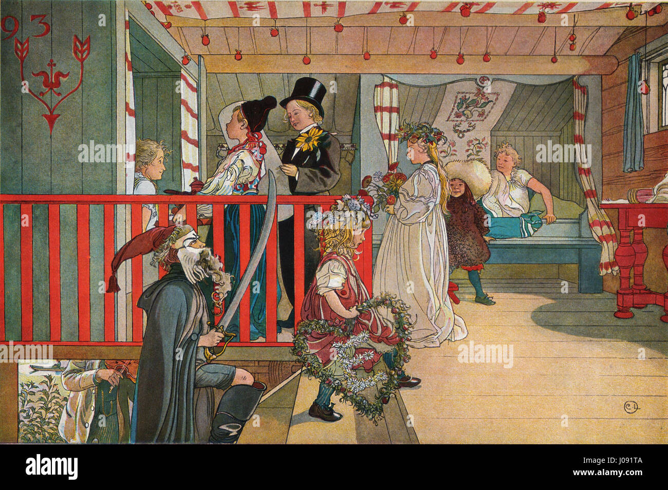 Carl Larsson’s 1898 painting 'Namnsdag på hörbret' (Name Day on the ...