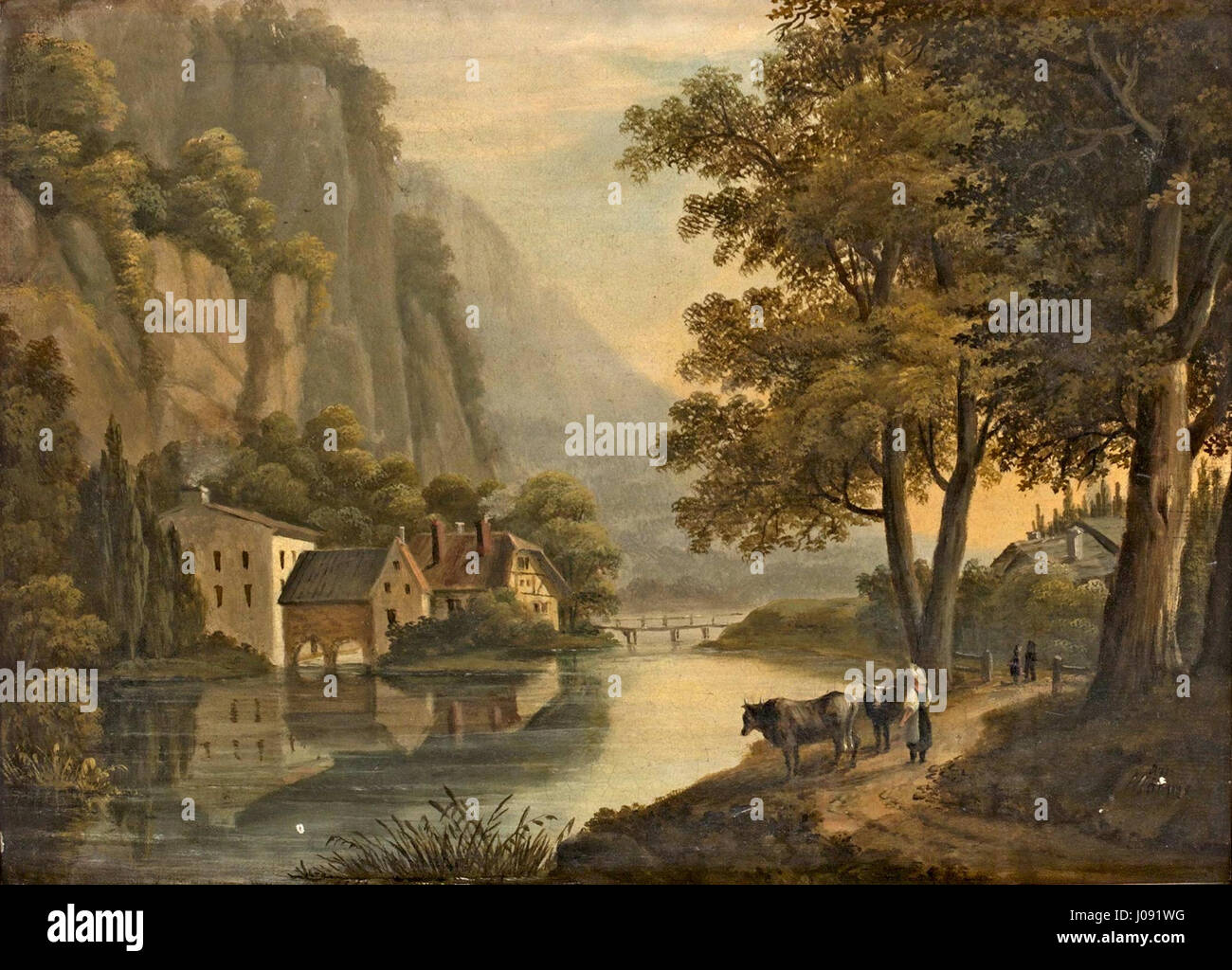 Axel Otto Mörner's 'Bergigt flodlandskap med byggnader' portrays a ...