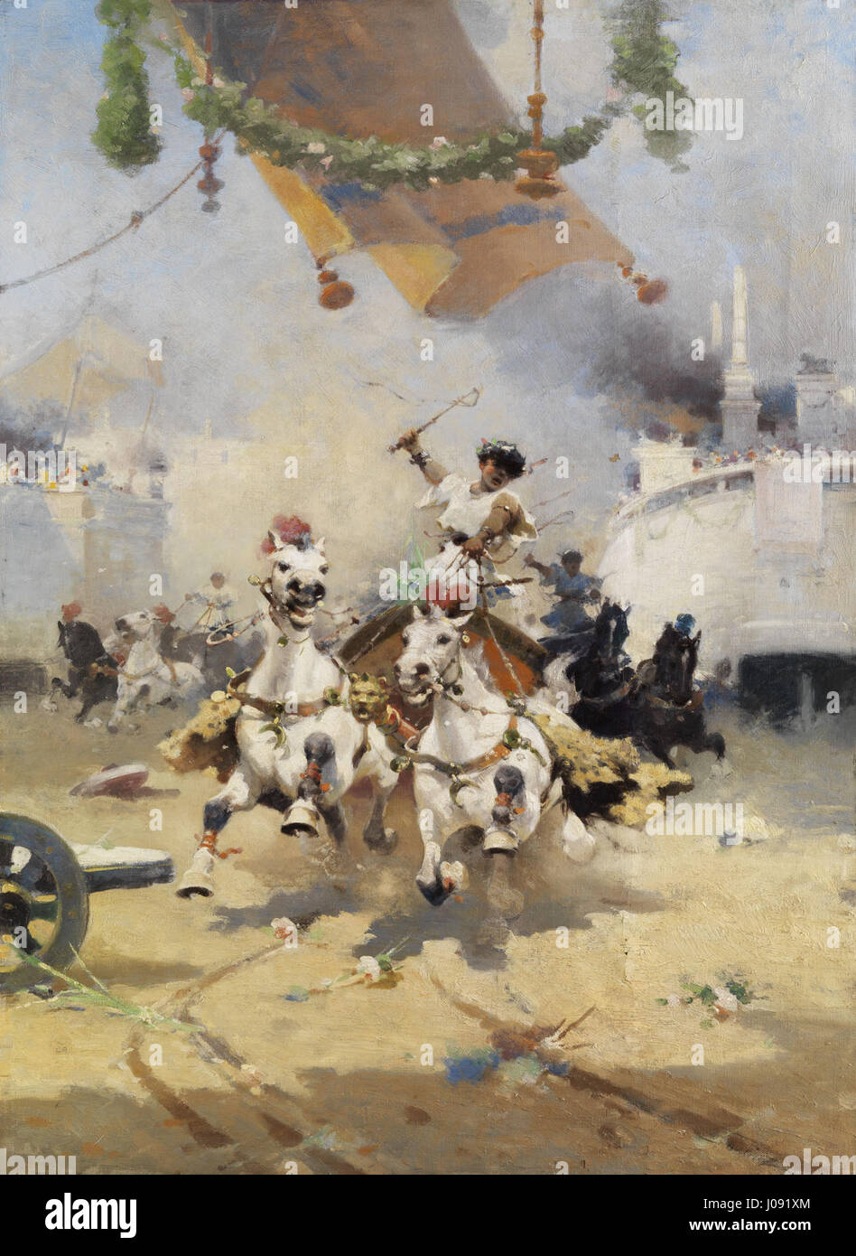 Alfredo Tominz’s 1904 painting 'Biga-Rennen in der römischen Arena ...