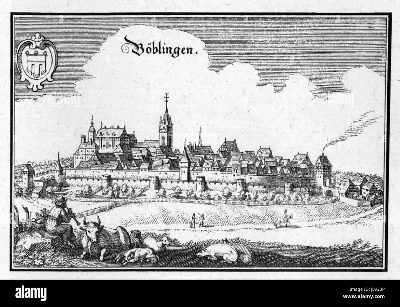 This artwork titled 'Böblingen' depicts a scene from the town of ...